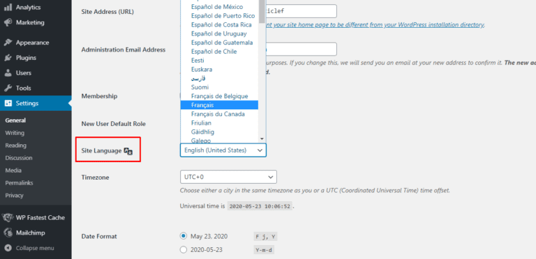 How To Change The WordPress Dashboard Language? - FASTDOT Hosting